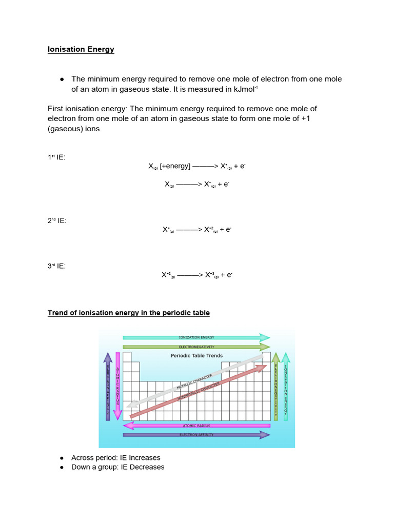 (PDF) Chemistry - Ionisation Energy Revision Notes | PDF | Ionization ...