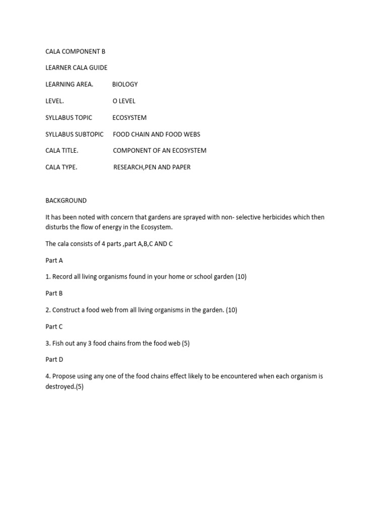 Cala Component Biology B | PDF