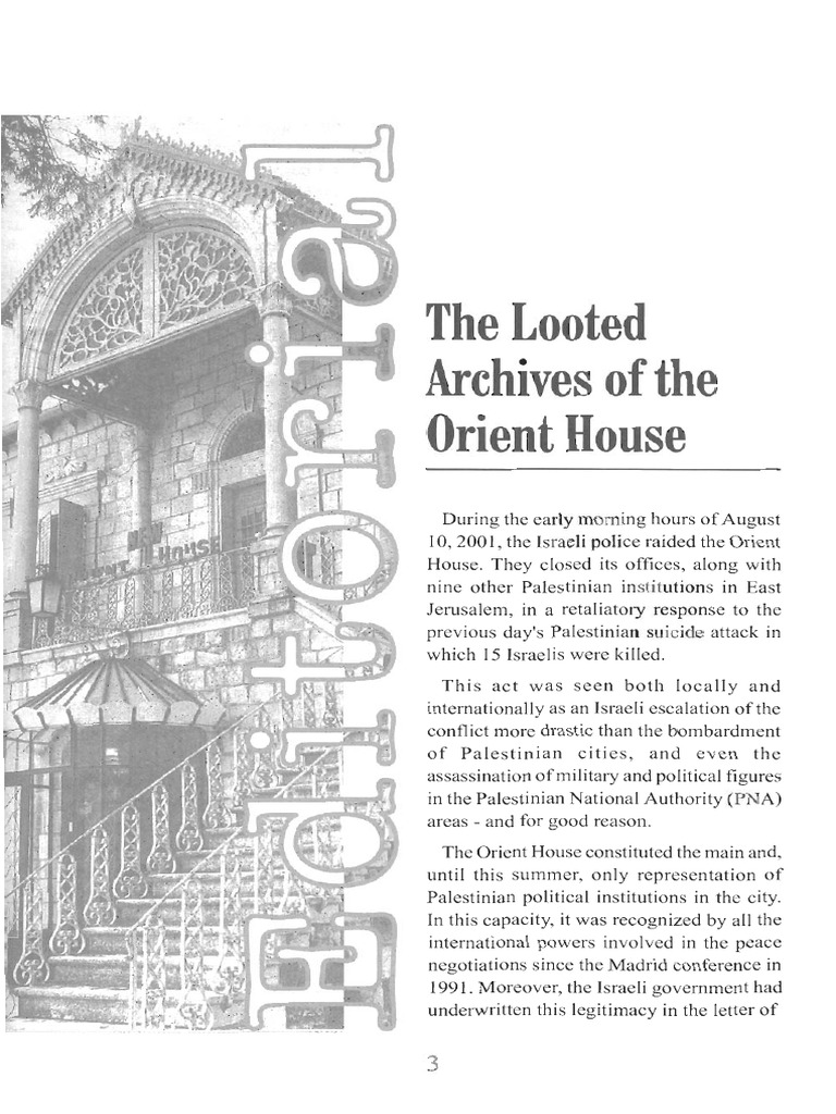 The Looted Archives of The Orient House | PDF