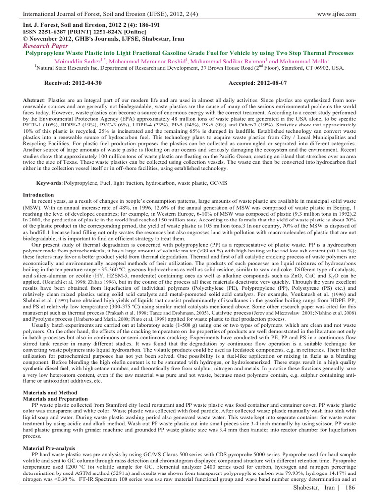 Polypropylene Waste Plastic Into Light F | PDF | Plastic | Waste