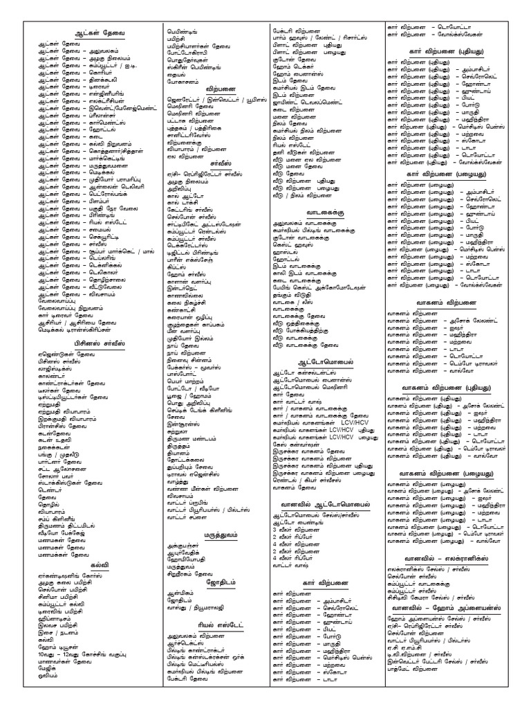 Daily Thanthi Latest Classified Headings List | PDF | Latin Script ...