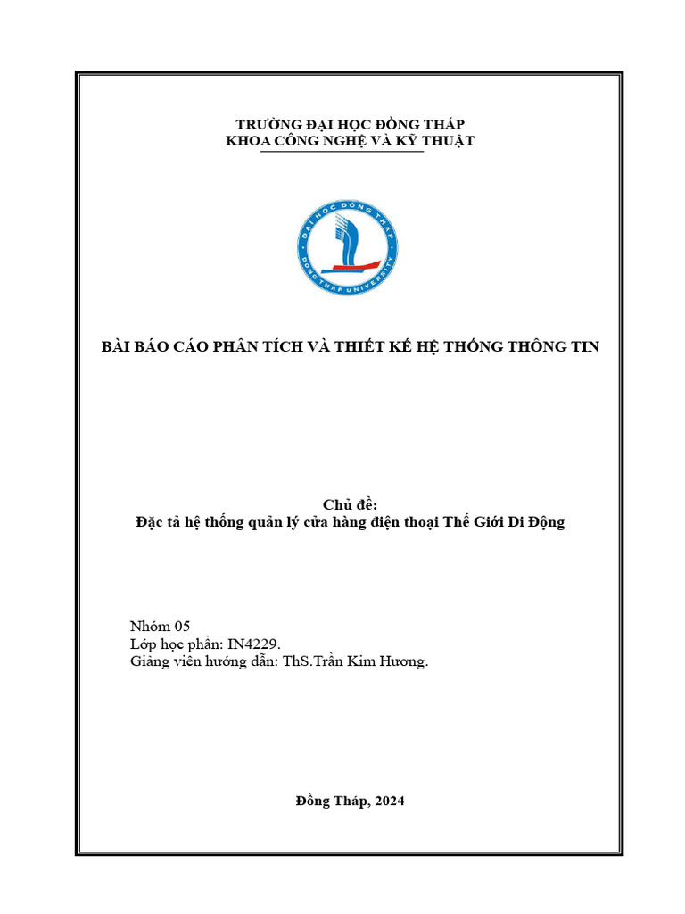 Nhóm 5 PTTK HTTT | PDF