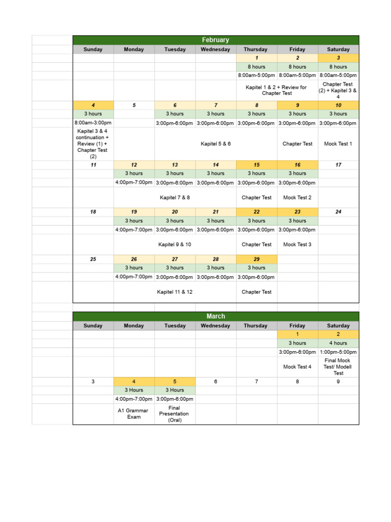 A1 German Schedules A1 German Beverly 1 | PDF