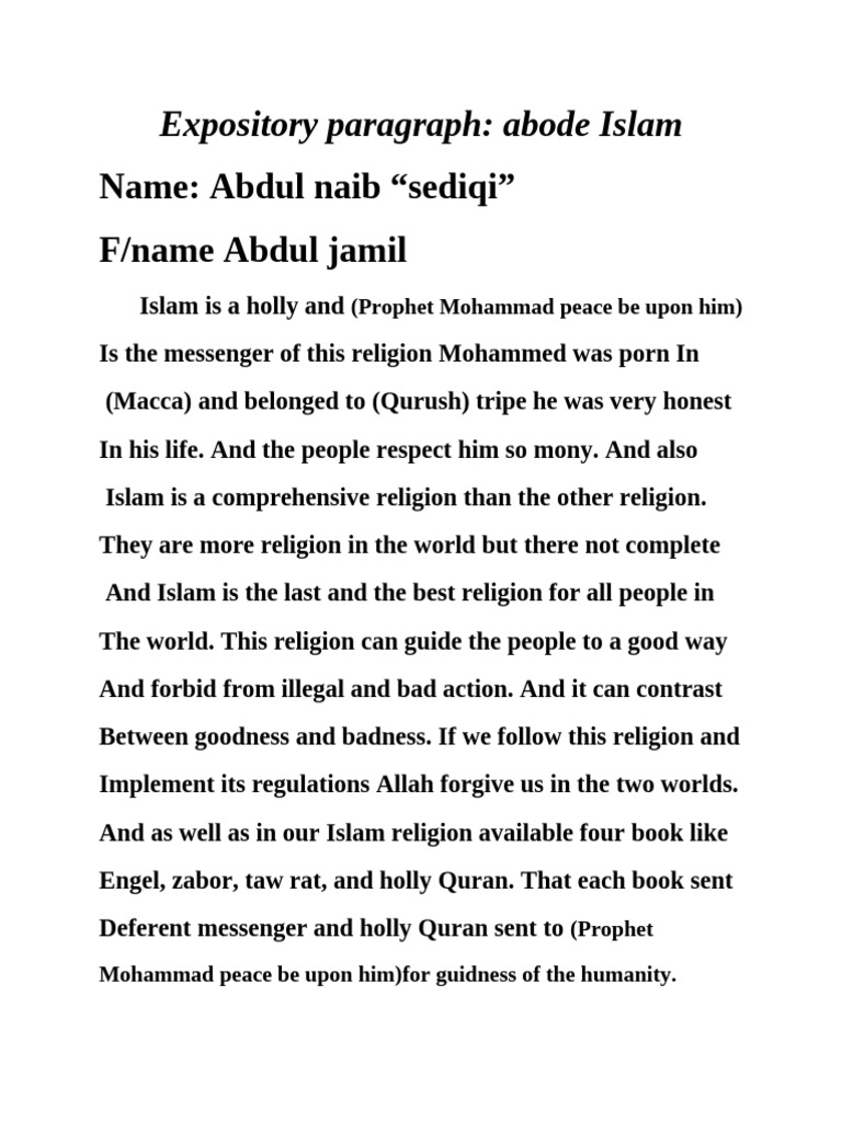Expository Paragraph Islam | PDF