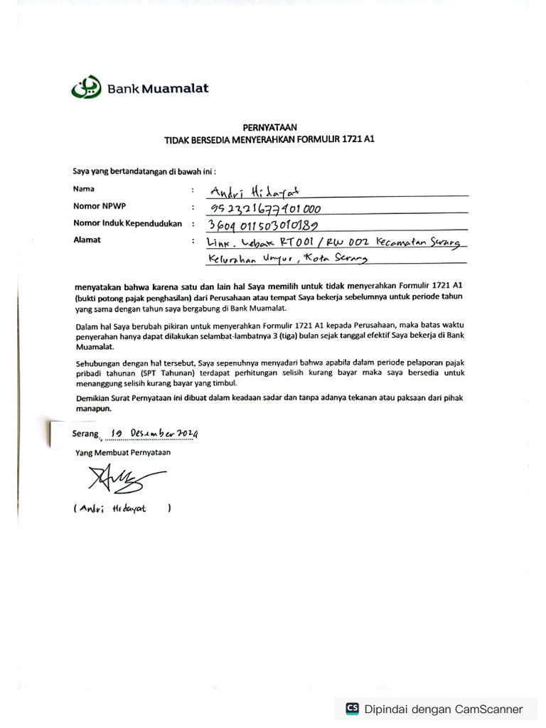 Pernyataan Andri | PDF