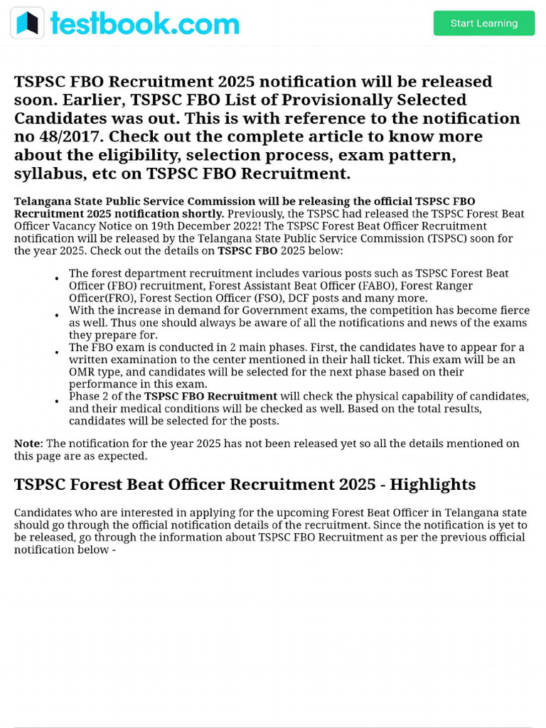 TSPSC Fboexam Info | PDF