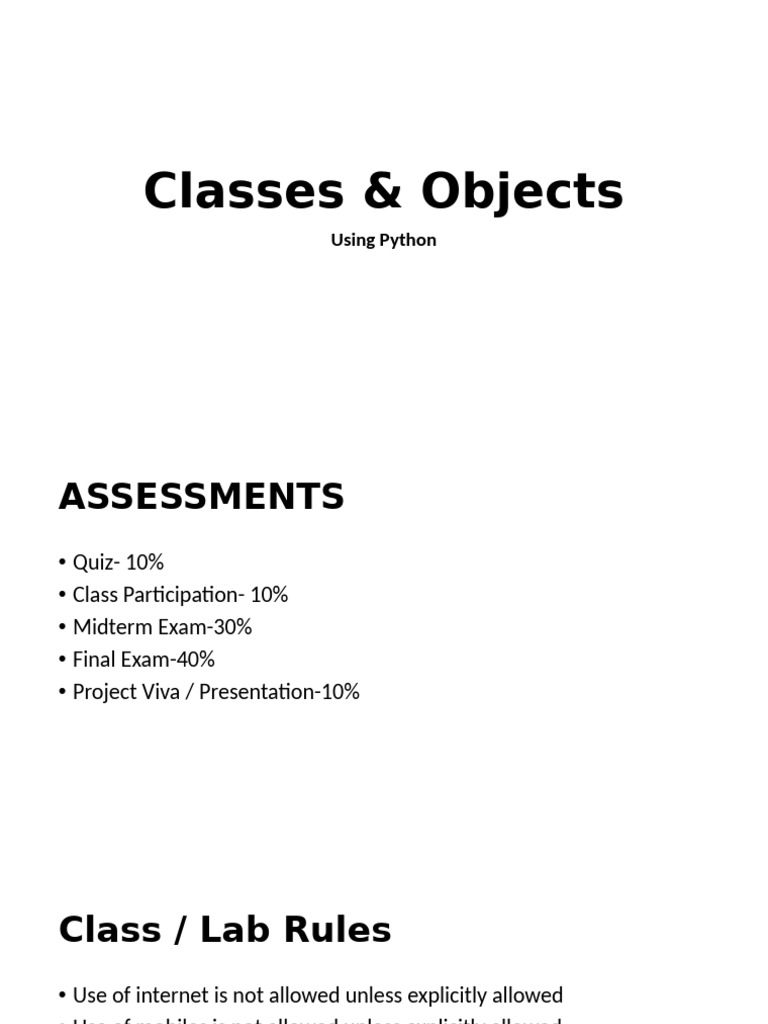 Lesson 01 - Introduction To Objects and Classes | PDF | Object Oriented ...