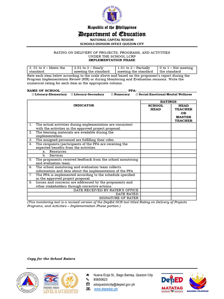 IMPLEMENTATION PHASE-School-Raters | PDF