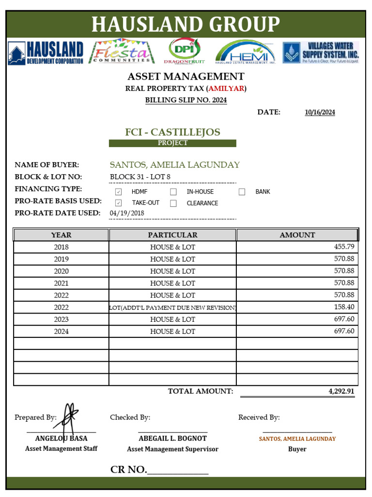 RPT (Amilyar) Billing | PDF
