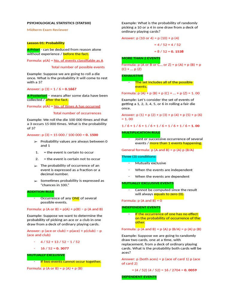 PSYCH-STATS-MIDTERM-REVIEWER_2 | PDF | Type I And Type Ii Errors ...
