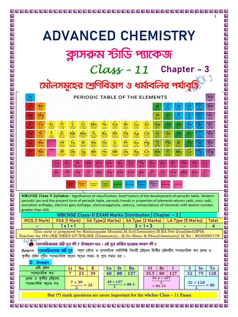 Periodic Table Class 11 Chemistry Chapter 3 2022 | PDF | Atomic | Transition Metals