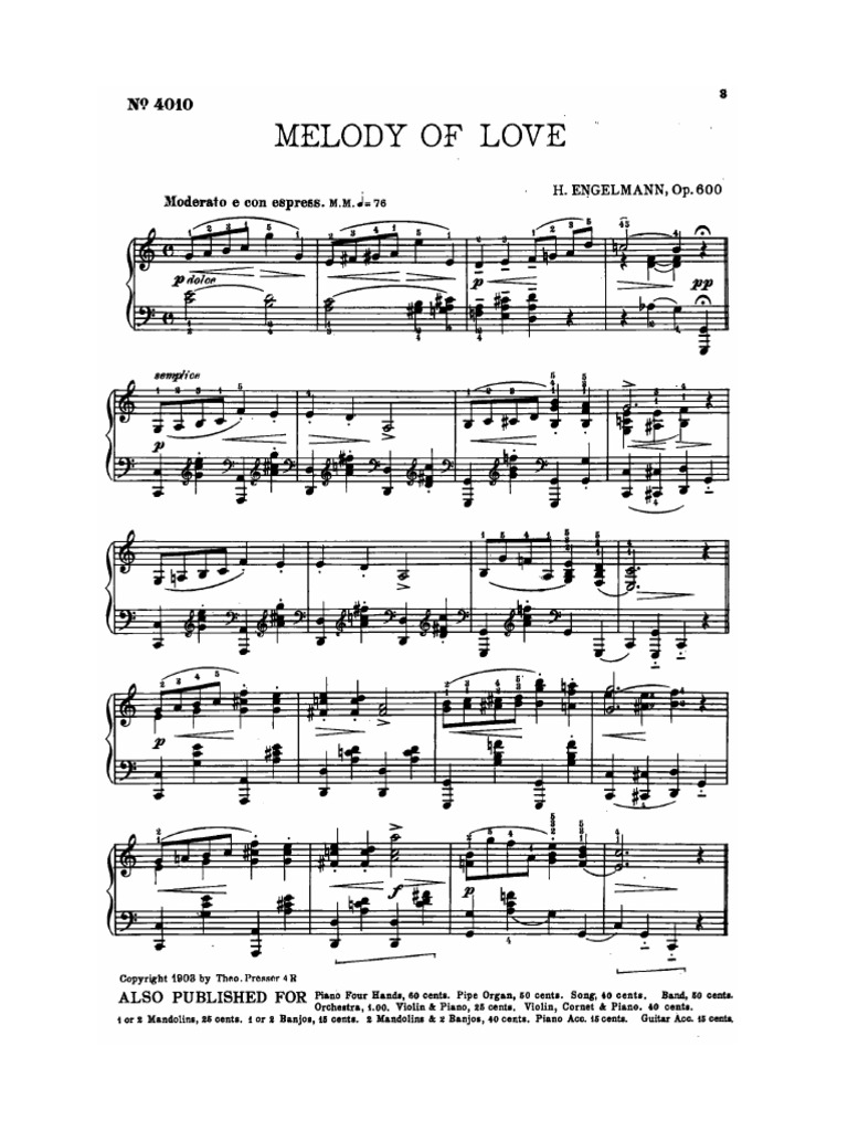 Mélodie D'amour, Op.600 | PDF