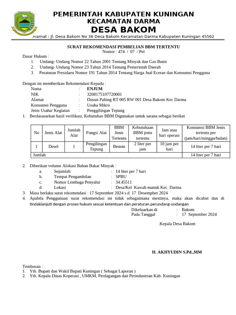 SURAT PEMBELIAN SOLAR A | PDF