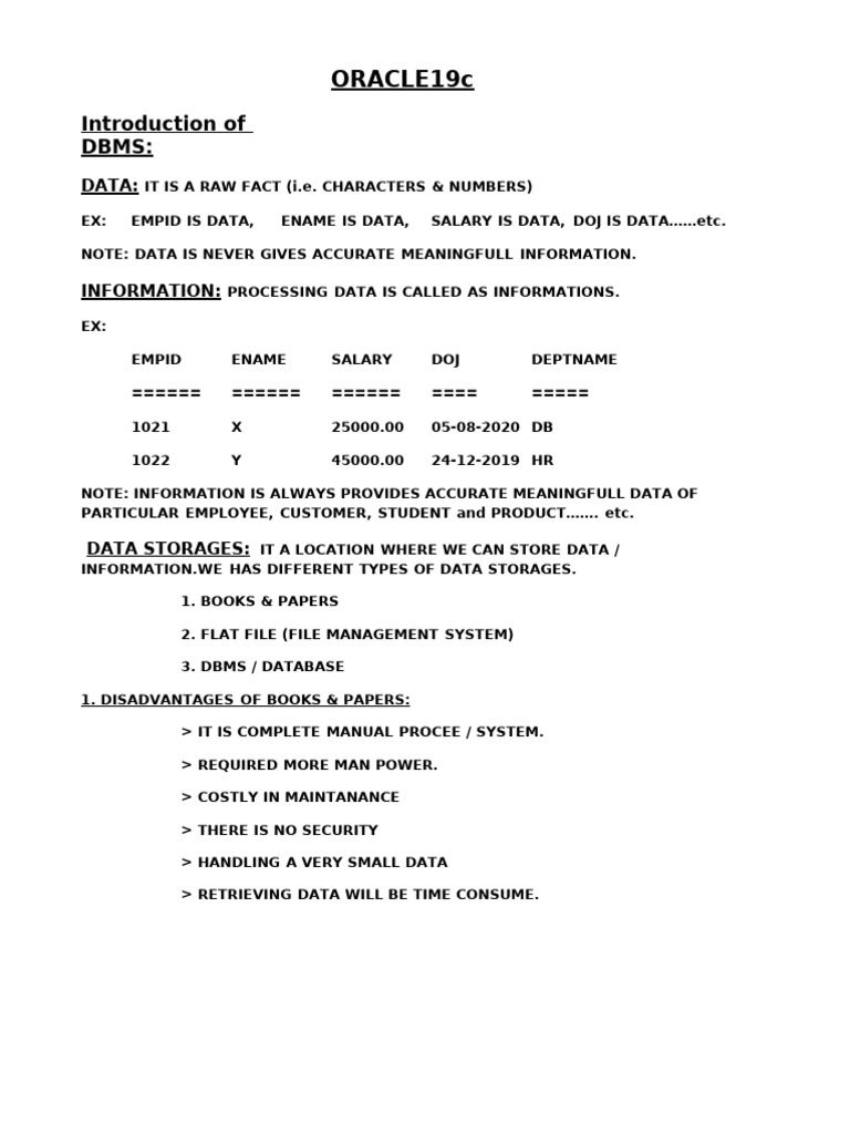 Satya - Oracle Notes by Sudhakar Sir | PDF | Relational Database ...