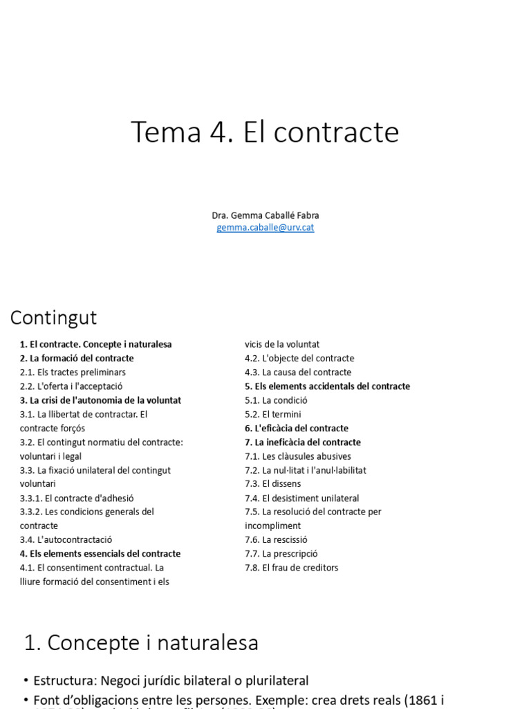 Tema 4. El Contracte | PDF