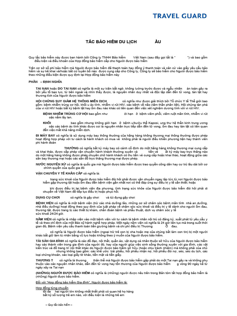 Travel Guard Policy Wording Viet Brochure | PDF
