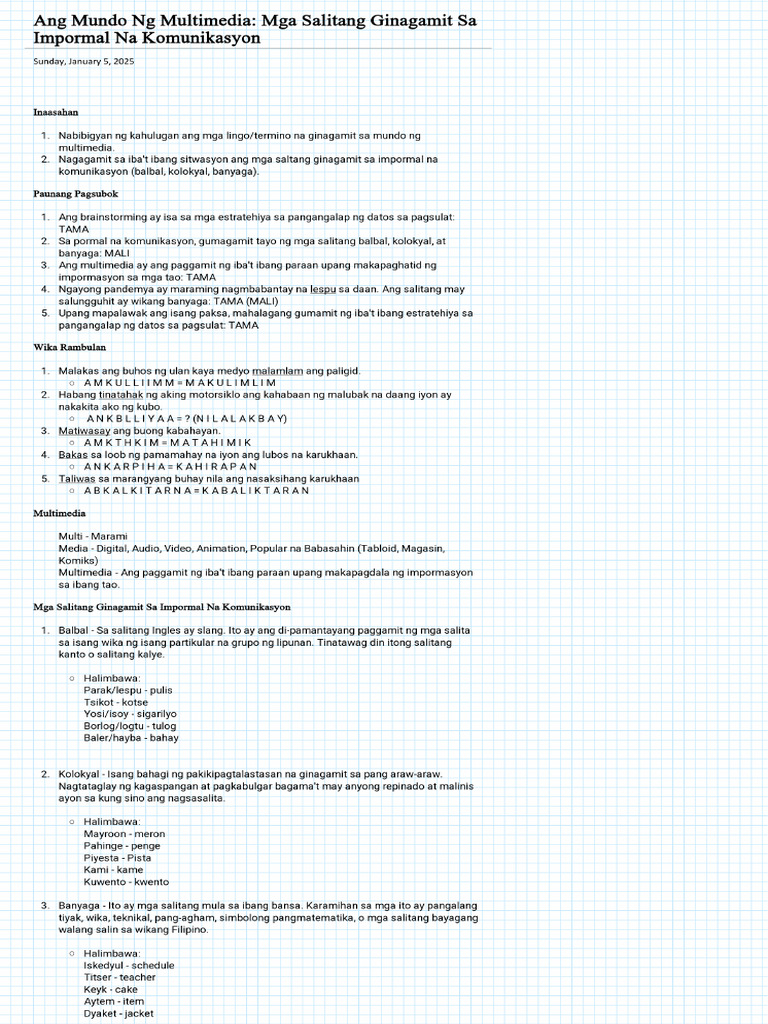 Ang Mundo NG Multimedia Mga Sal | PDF