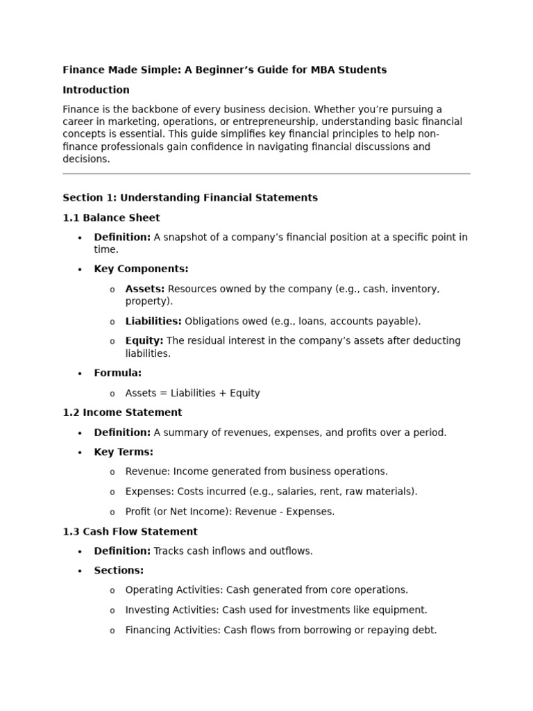 Finance Basics For Non-Finance Professionals | PDF | Net Present Value ...
