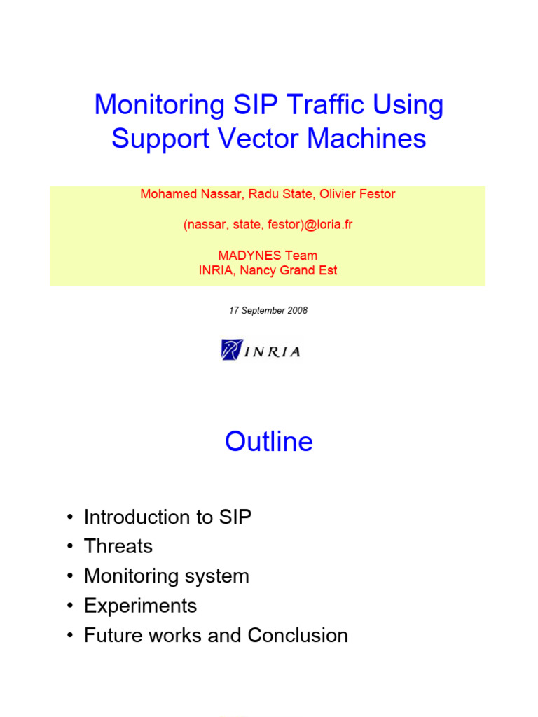 Monitoring SIP Traffic Using Support Vector Machines | PDF | Session Initiation Protocol ...