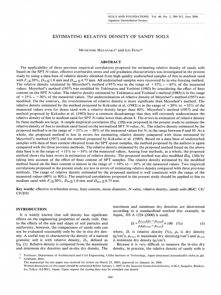 Estimate Relative Density of Sandy Soils | PDF