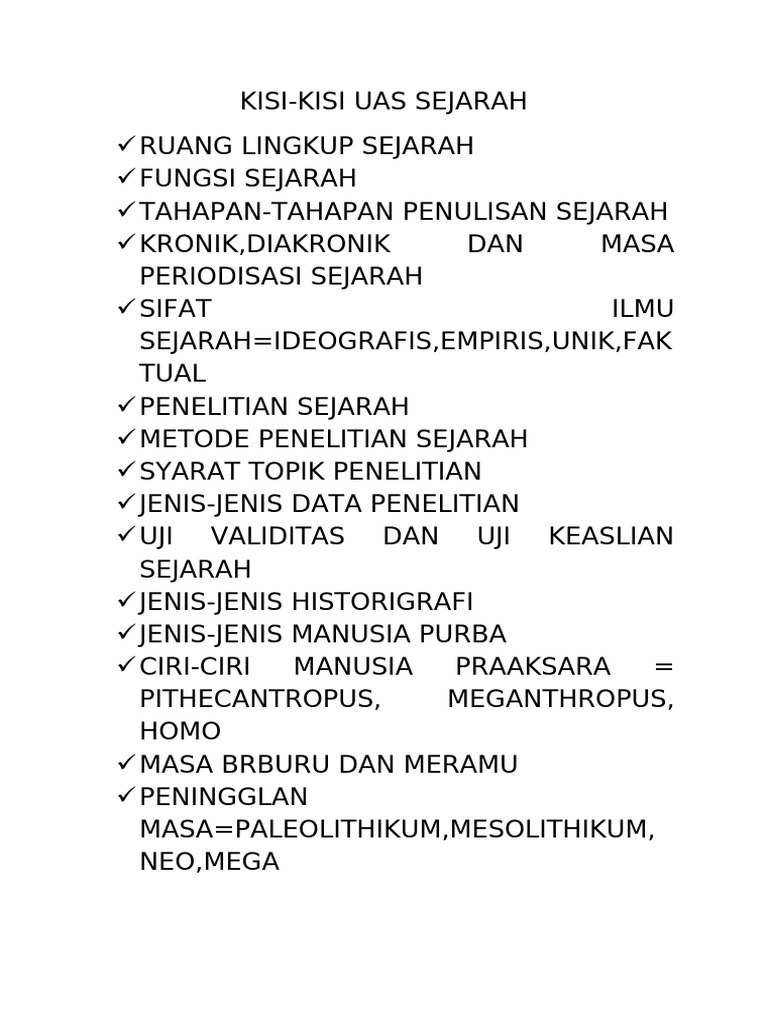 Kisi-Kisi Sejarah Indonesia Kelas X IKM | PDF