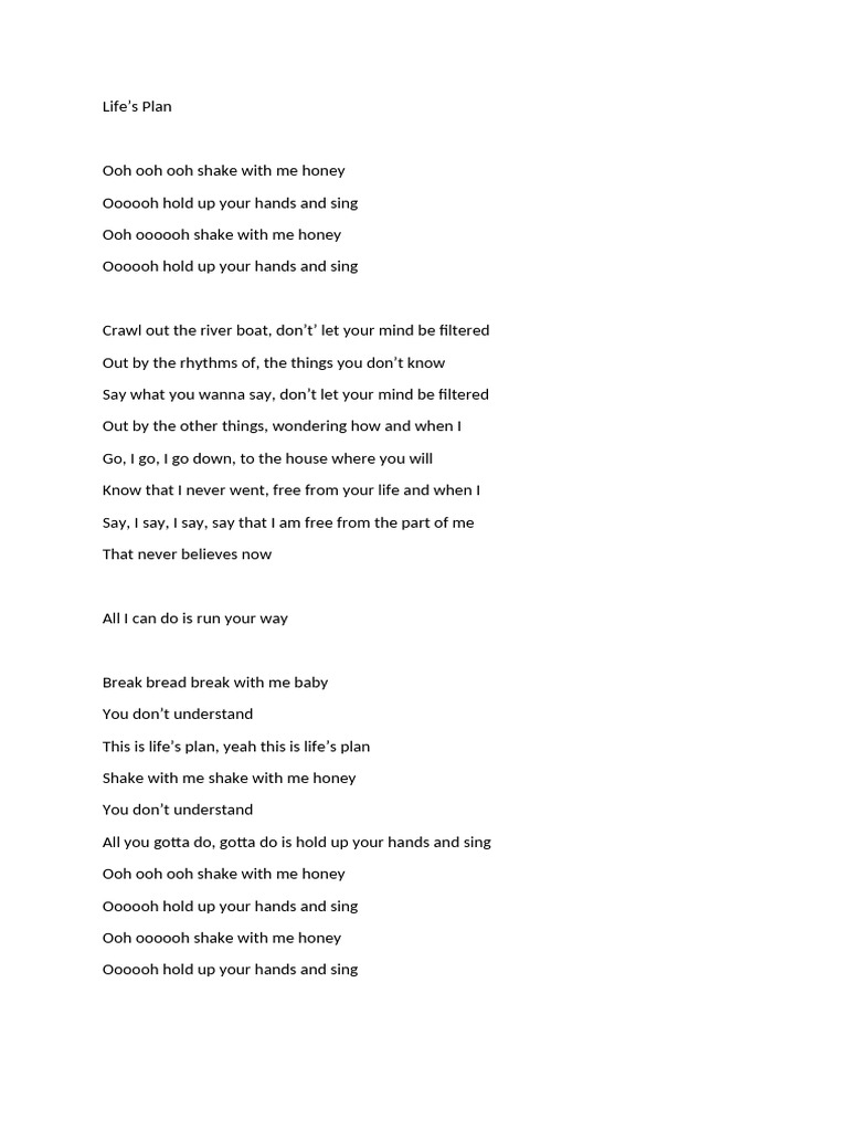 Lifes Plan Lyrics Pdf