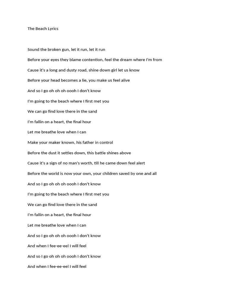 The Beach Lyrics | PDF