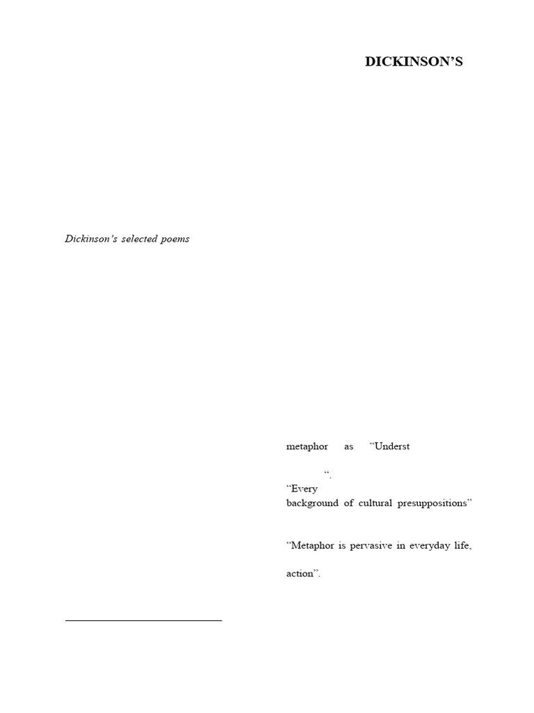 Conceptual Metaphors in Emily Dickinson's Selected Poems | PDF ...