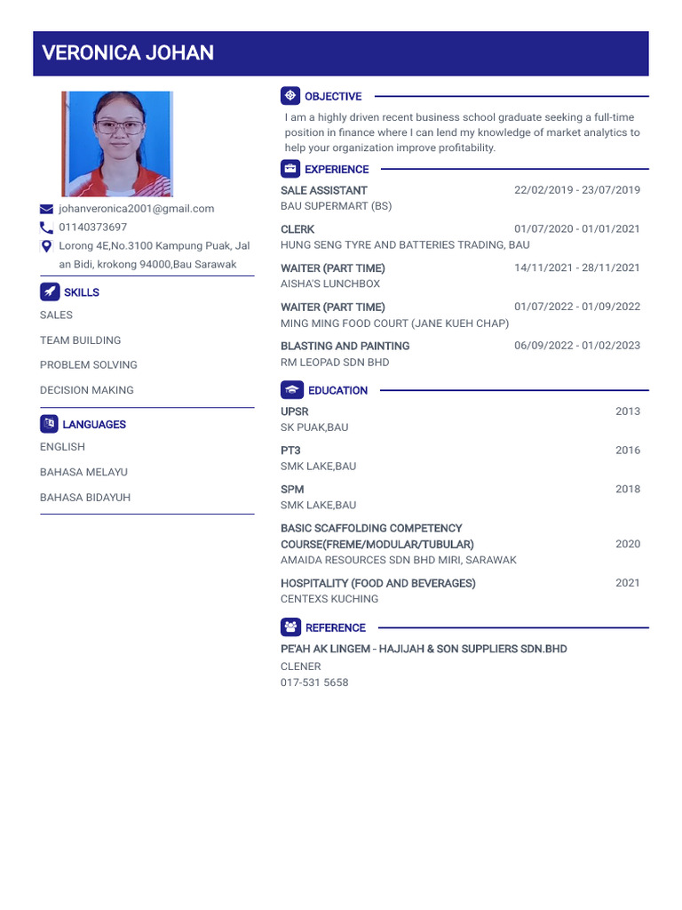 Veronica Johan - Resume | PDF | Borneo | Malaysia