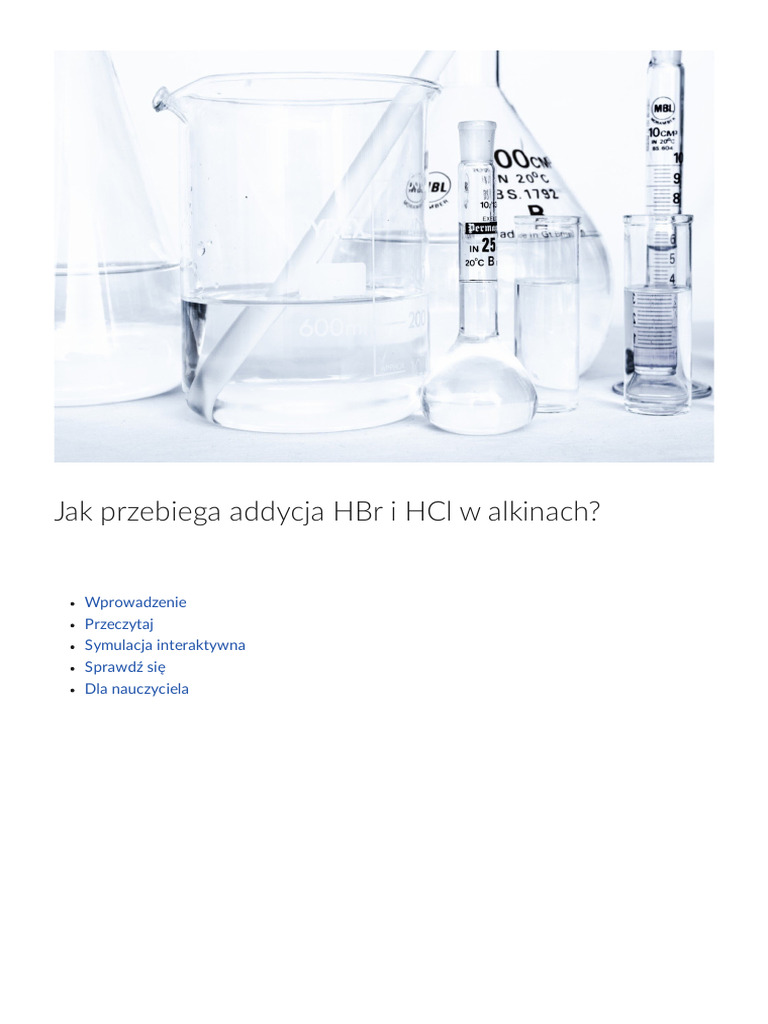 Jak Przebiega Addycja HBR I HCL W Alkinach | PDF
