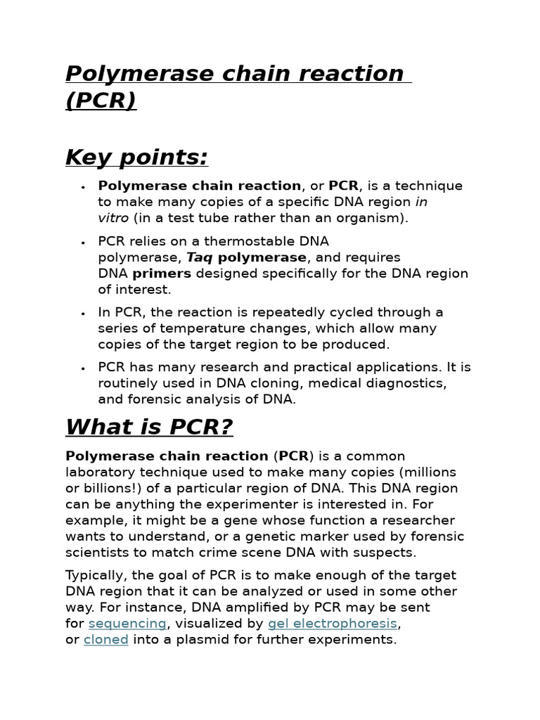 Understanding Polymerase Chain Reaction | PDF | Polymerase Chain ...