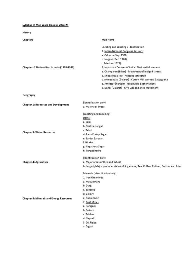 Class 10 Map Work Syllabus 2024-25 | PDF | Gujarat