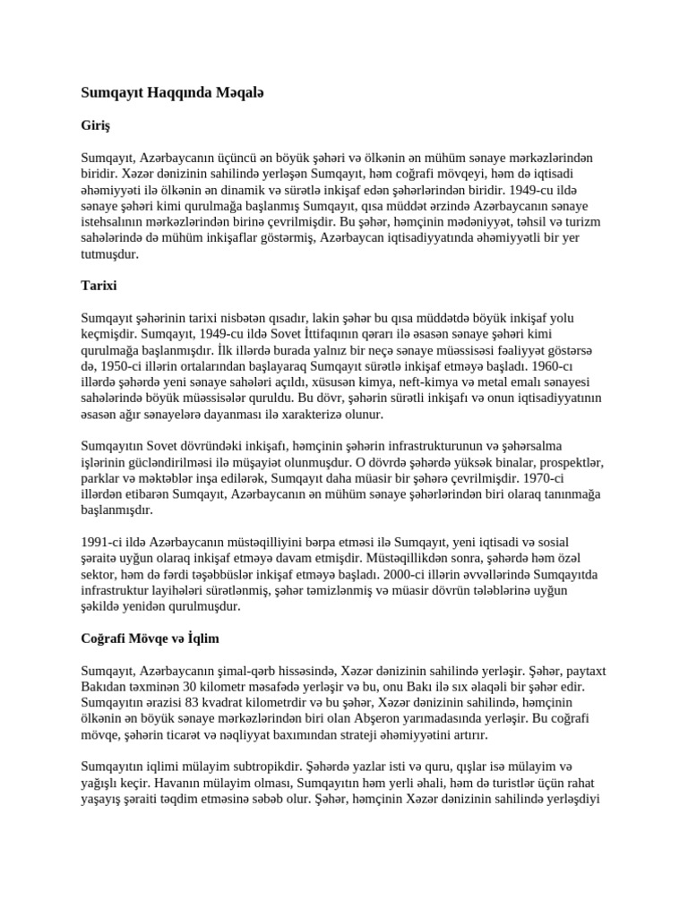Sumqayit | PDF