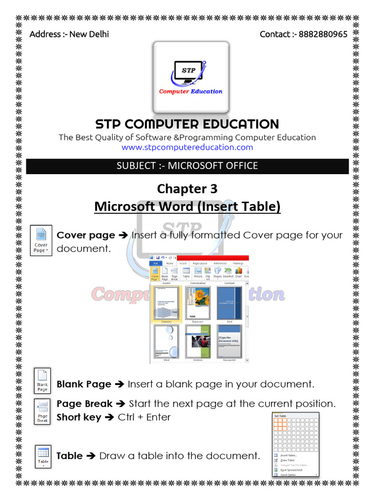 Chapter - 3 Ms Word ( Insert Table )[1]_removed | PDF