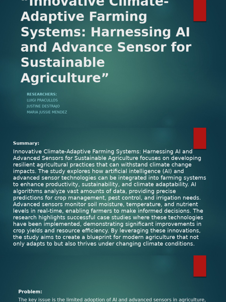 Innovative Climate Adaptive Farming Systems Group 10 | PDF ...