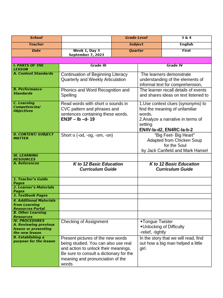 ENGLISH 4 | PDF | Phonics | Pedagogy