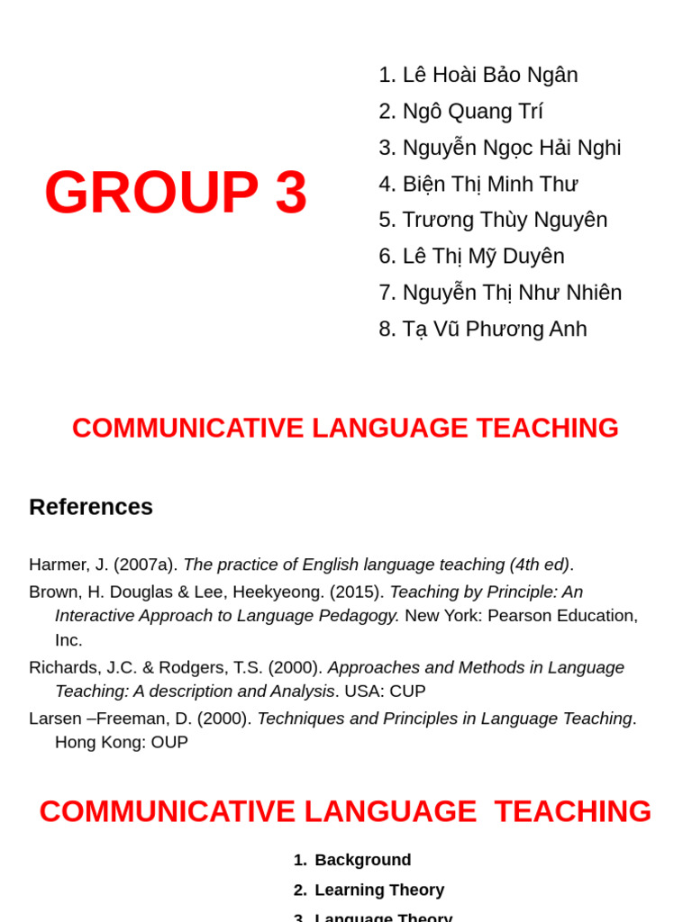 Week 3 - Communicative Language Teaching (Group 3) | PDF | Second Language | Language Acquisition