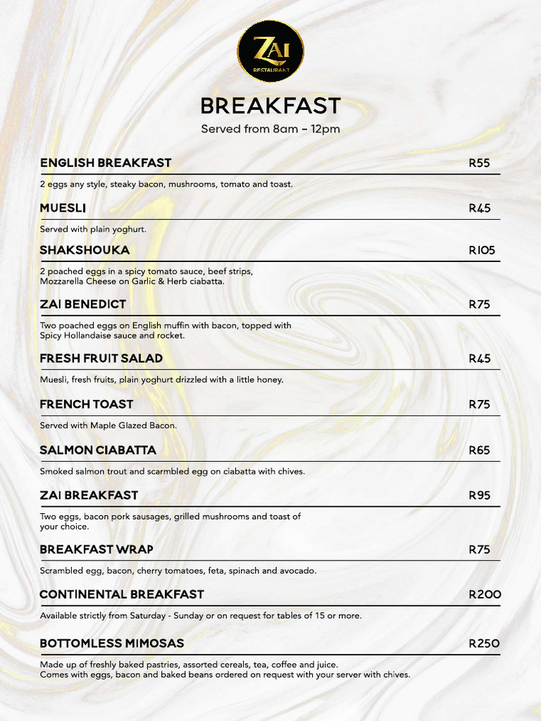 Zai Food Menu 2024 Final 2 | PDF