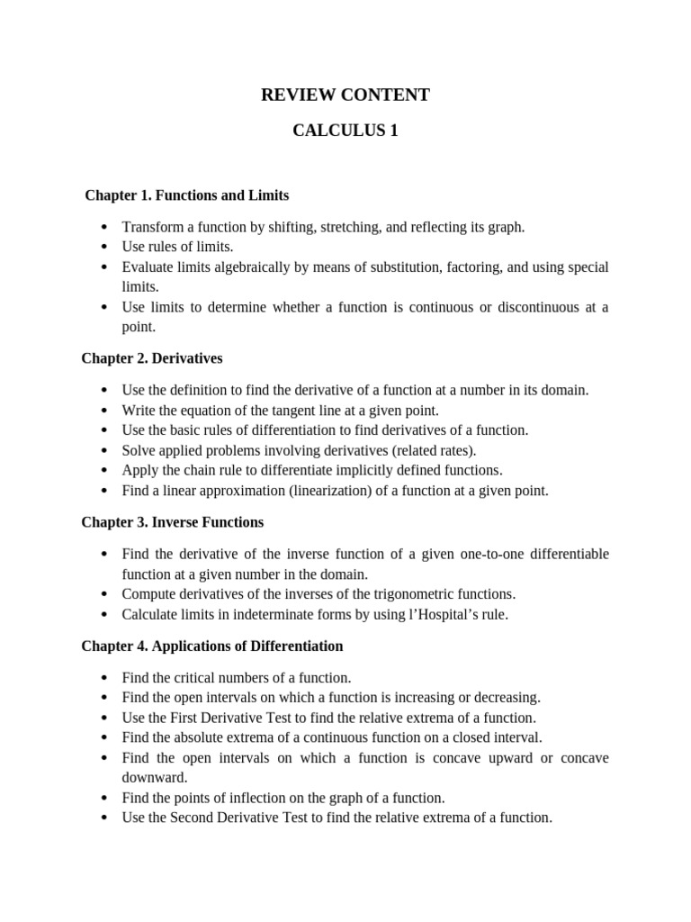 Calculus 1 Review: Functions to Integrals | PDF | Integral | Function ...