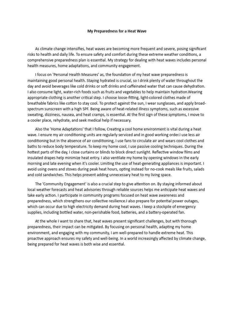 Beat the heat | PDF | Dehydration | Heat Wave