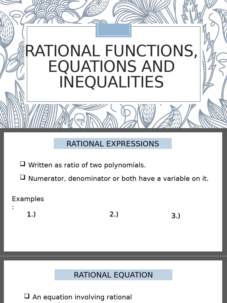 6 Rational Func. Eq and Inequality | PDF | Asymptote | Function (Mathematics)