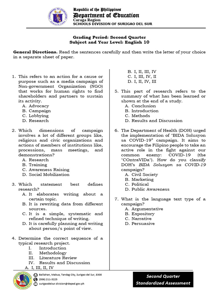TQ_English 10 | PDF | Question | Verb