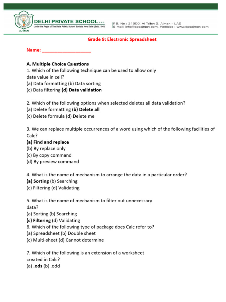 Grade 9 Electronic Spreadsheet Guide | PDF | Spreadsheet | Worksheet