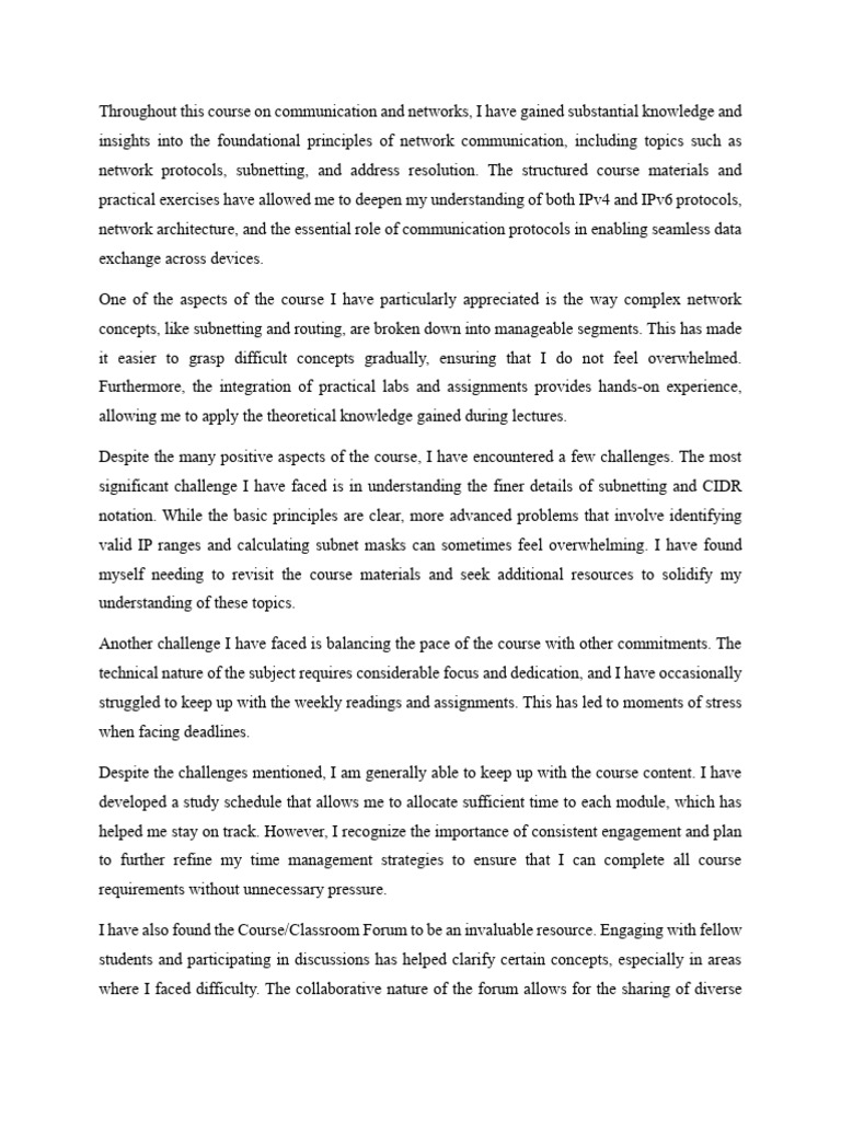 cs2204 Learning Journal Unit 4 | PDF | Network Architecture | Computer Networking