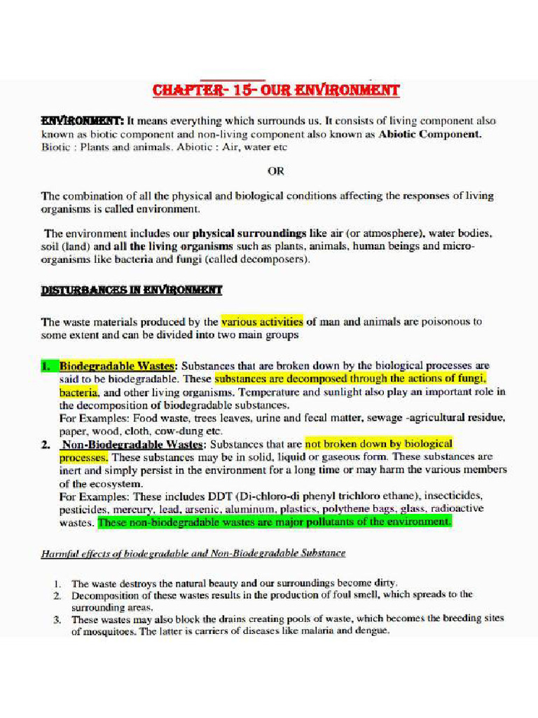 Our Environment Notes | PDF