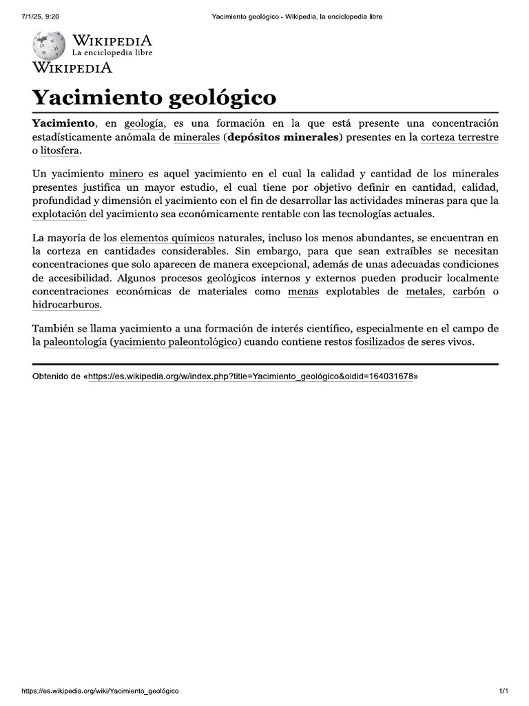 Yacimiento Geologico | PDF