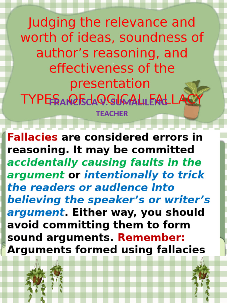 4th Quarter Types of Logical Fallacies | PDF | Fallacy | Argument