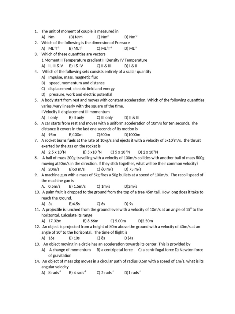 Physics Question | PDF | Momentum | Force