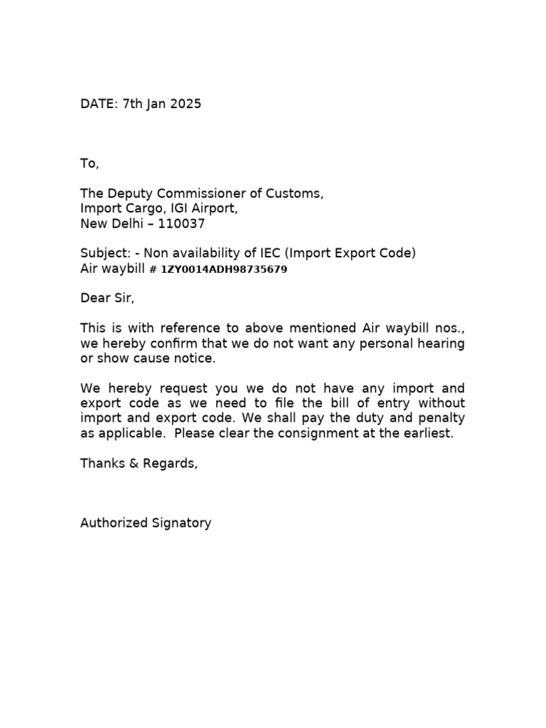 Non IEC Letter | PDF