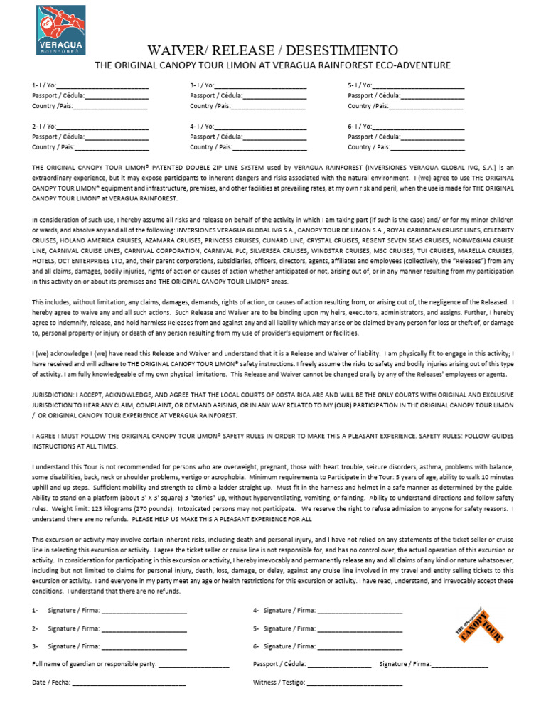 230830-WAIVER MULTIPLE USERS INGLÉS Nuevo Logo | PDF | Legal Liability ...